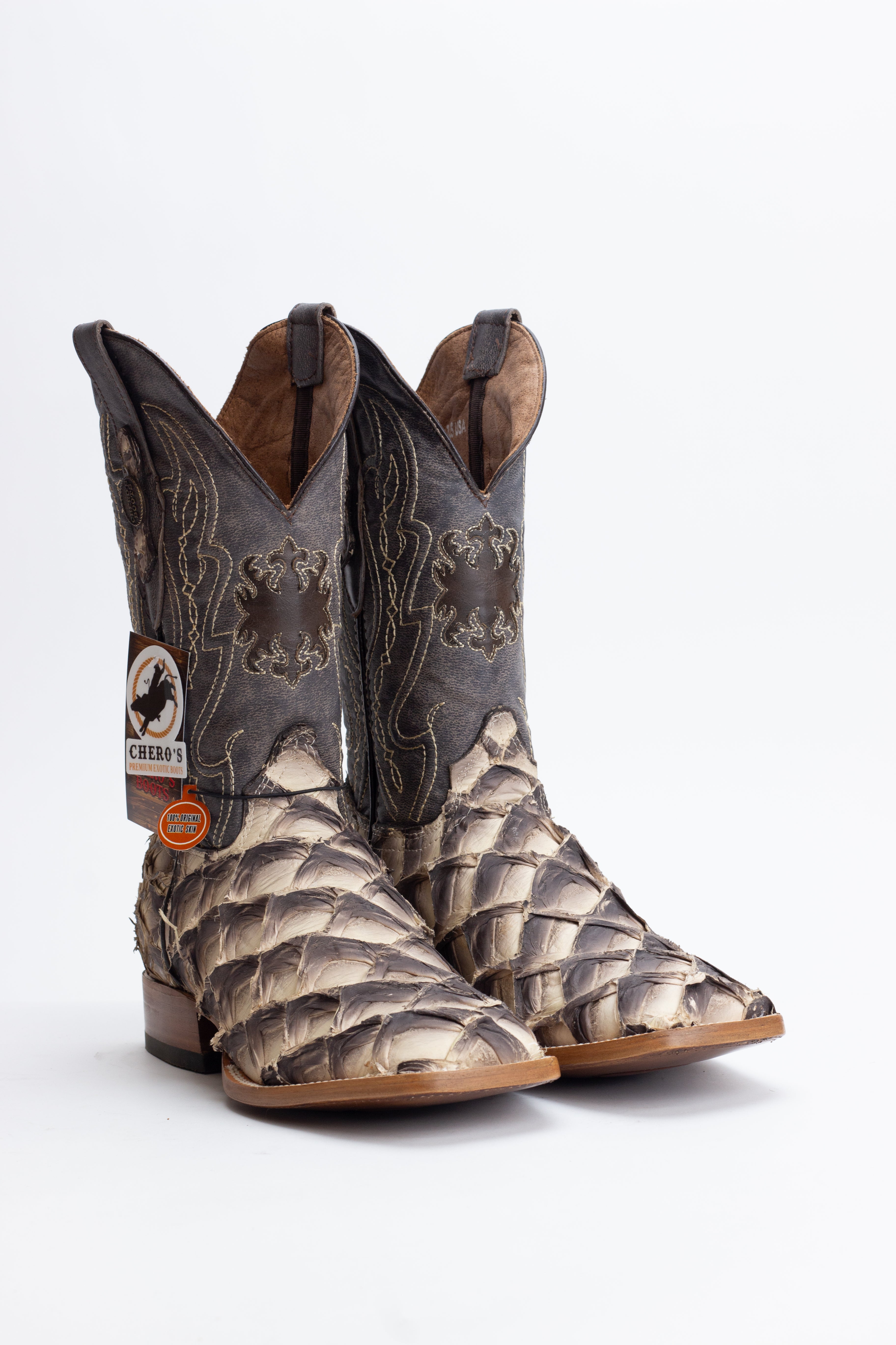 Chero's Premium Exotic Pirarucu Arapaima Ivory Shadow – Chero's Boots
