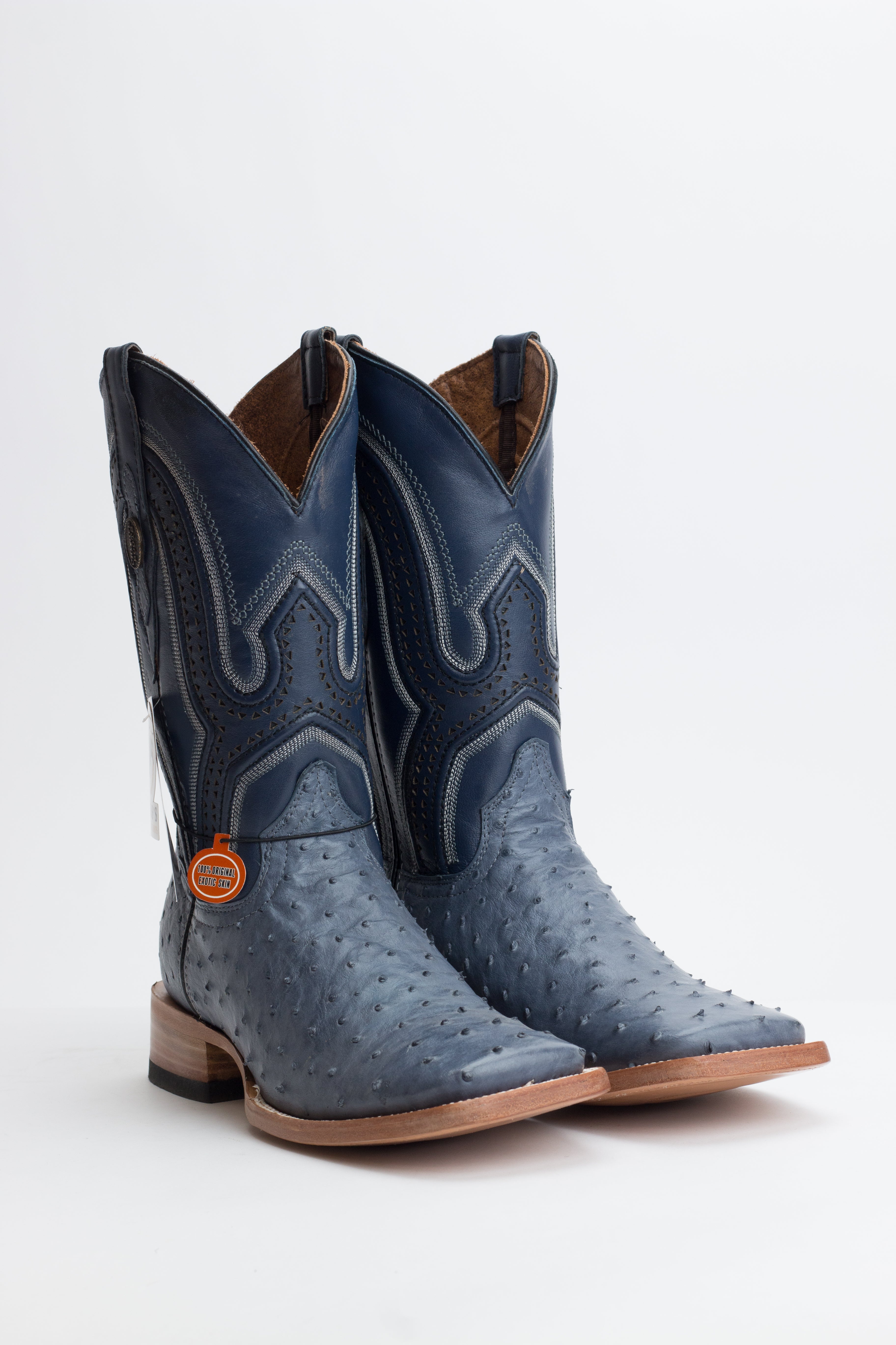 Chero's Premium Exotic Full-Quill Ostrich Denim Blue – Chero's Boots