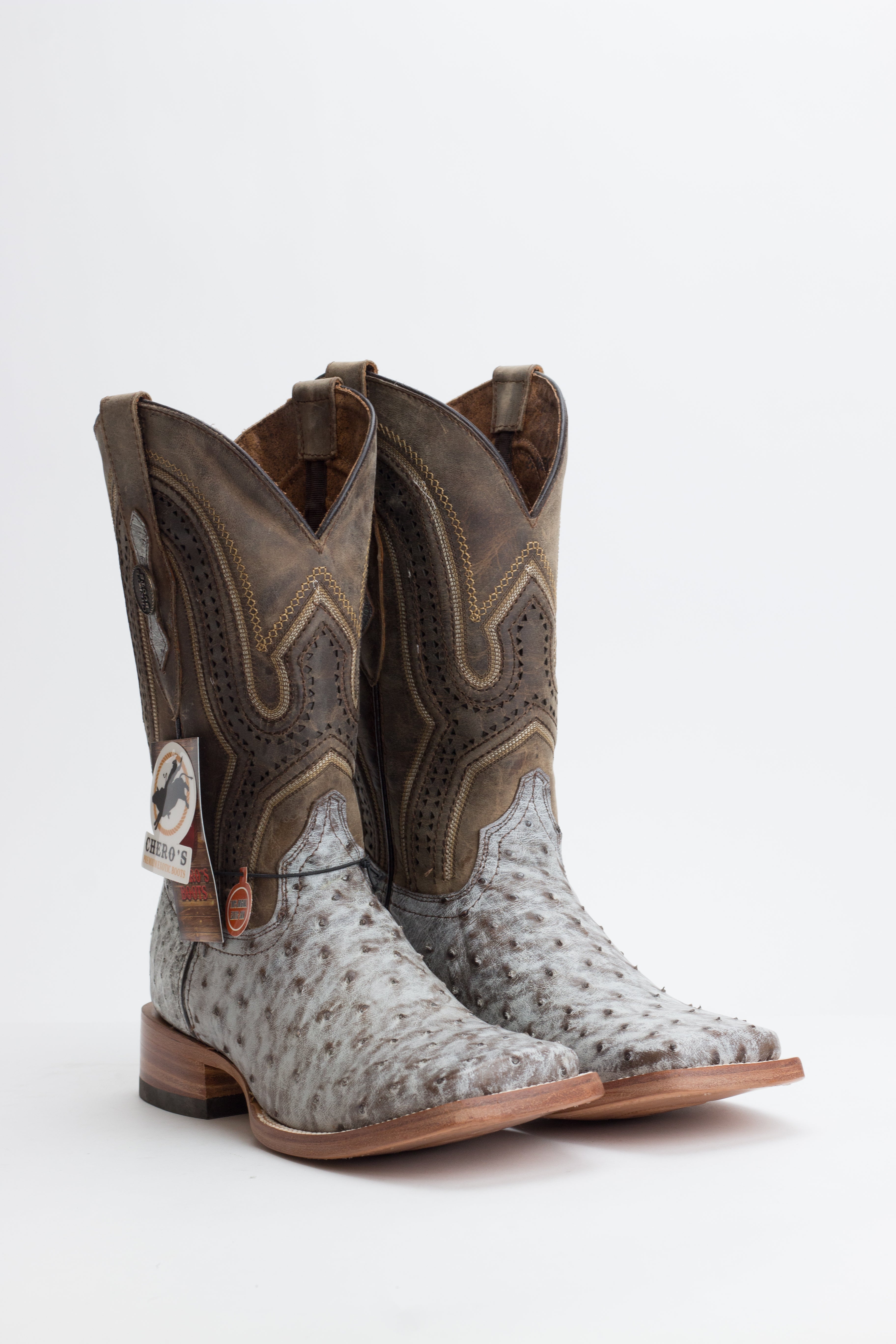 Chero's Premium Exotic Ostrich Nicotine Bone (Natural Sole) – Chero's Boots
