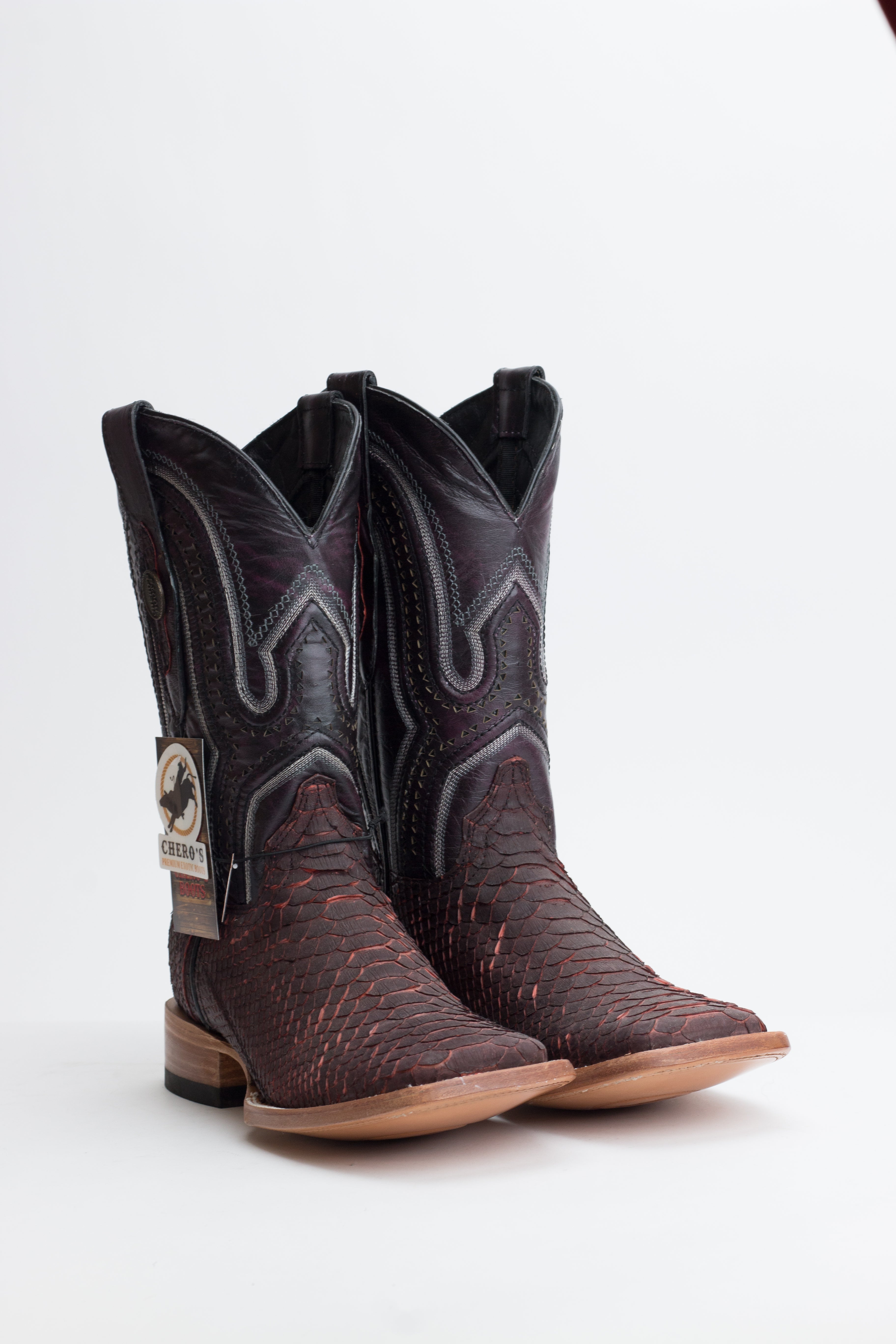 Chero's Premium Exotic Python Black Cherry – Chero's Boots